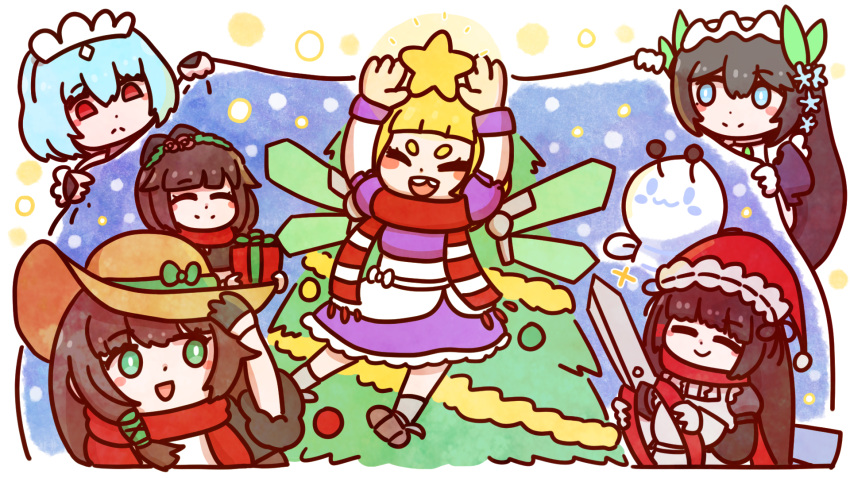 Safebooru - 6+girls apron aqua (last origin) black gloves black hair ...