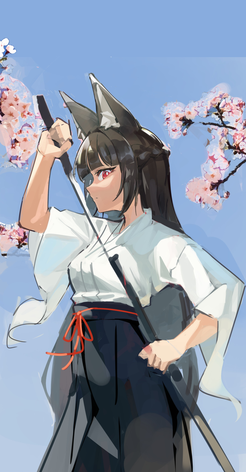 Safebooru - 1girl absurdres alternate costume animal ear fluff animal ears black hair blue sky ...