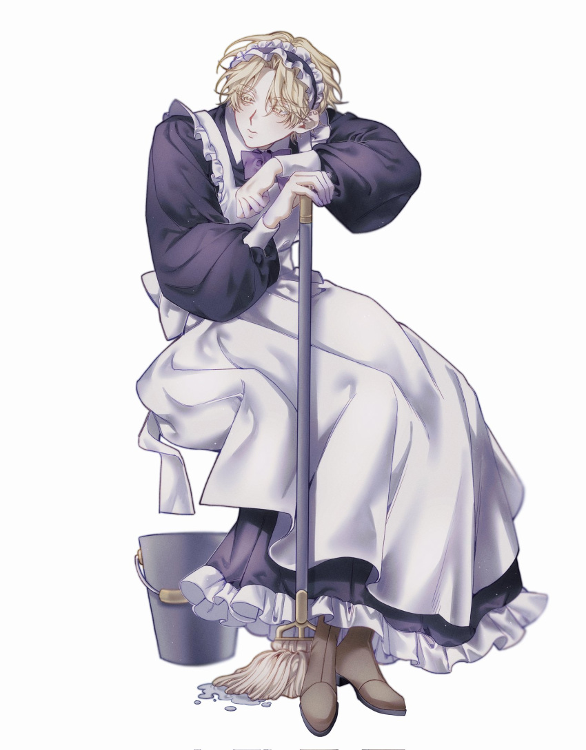 Safebooru - 1boy alien stage alternate costume apron black dress blonde ...