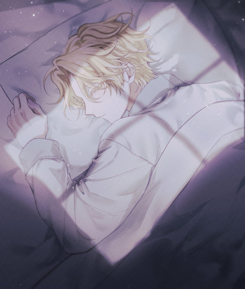 Safebooru - 1boy alien stage blanket blonde hair closed eyes closed ...