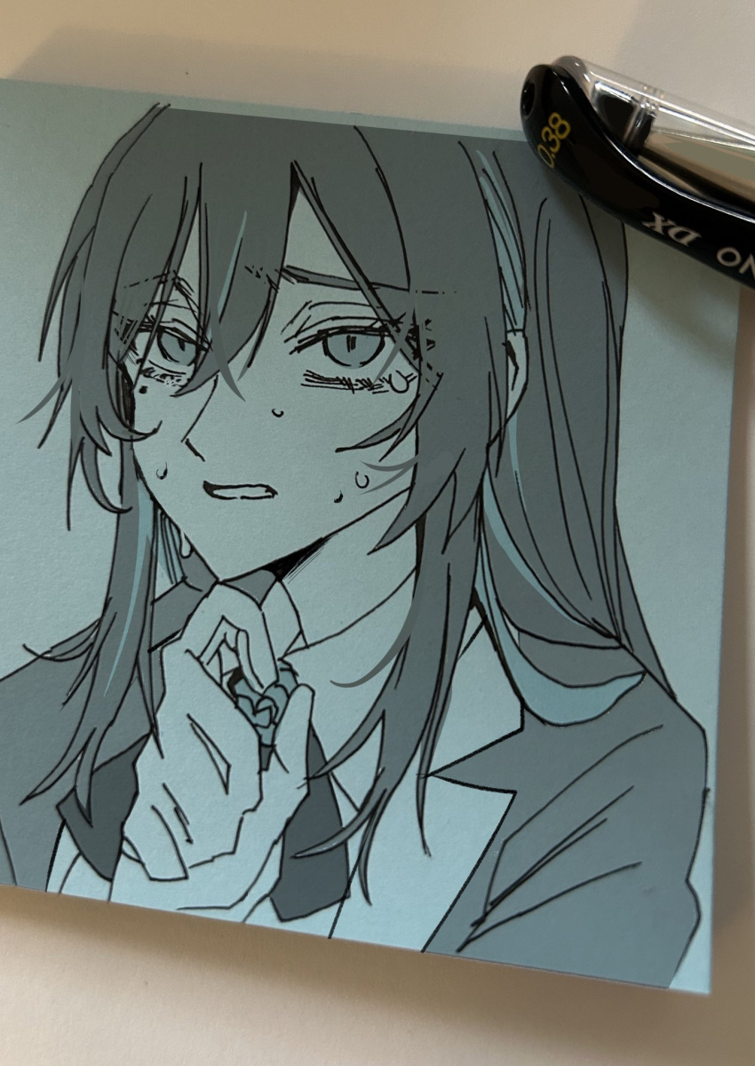 Safebooru - 1girl ado (utaite) art tools in frame blue theme chando ...