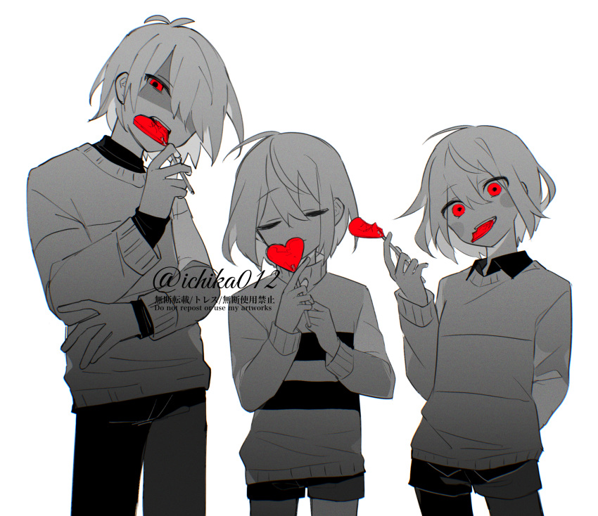 Safebooru - 3others ahoge antenna hair arm behind back bob cut candy ...