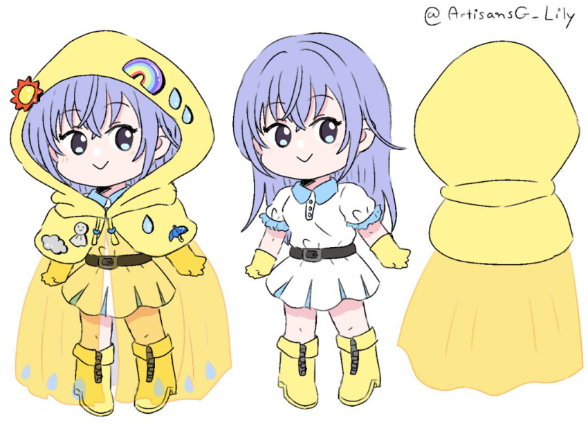 Safebooru - 1girl :> artisansg lily blue eyes blue hair gloves hood hood up idol clothes ...