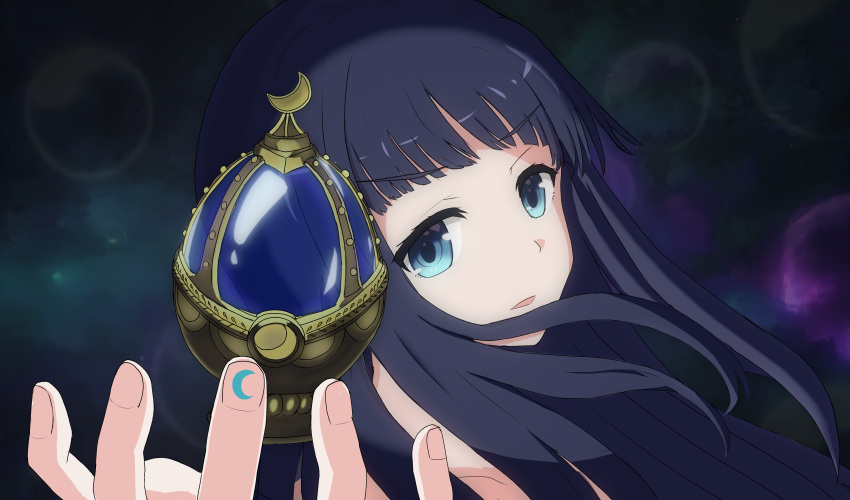 Safebooru - blue eyes blue hair crescent crossover fingernails granbelm henshin henshin pose ...