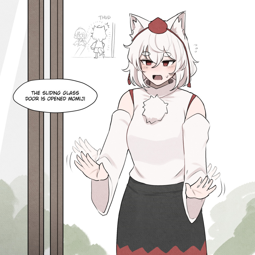 Safebooru - 1girl afterimage animal ear fluff animal ears bird wings black skirt blush ...