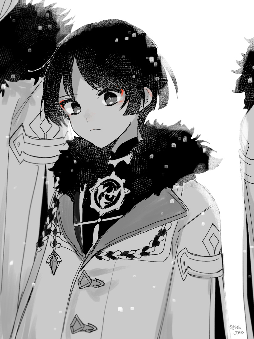 Safebooru - 1boy blunt ends closed mouth expressionless eyeliner eyeshadow fatui coat fur ...