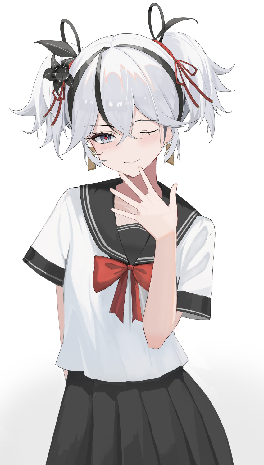Safebooru - 1girl absurdres alternate costume black eyes black flower ...