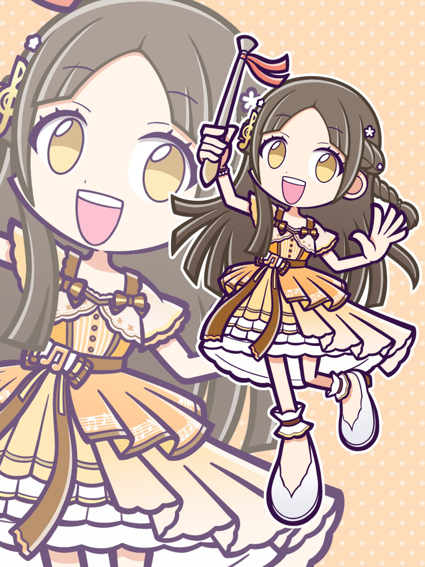 Safebooru - 1girl ankle scrunchie blush bow braid brown bow brown hair ...