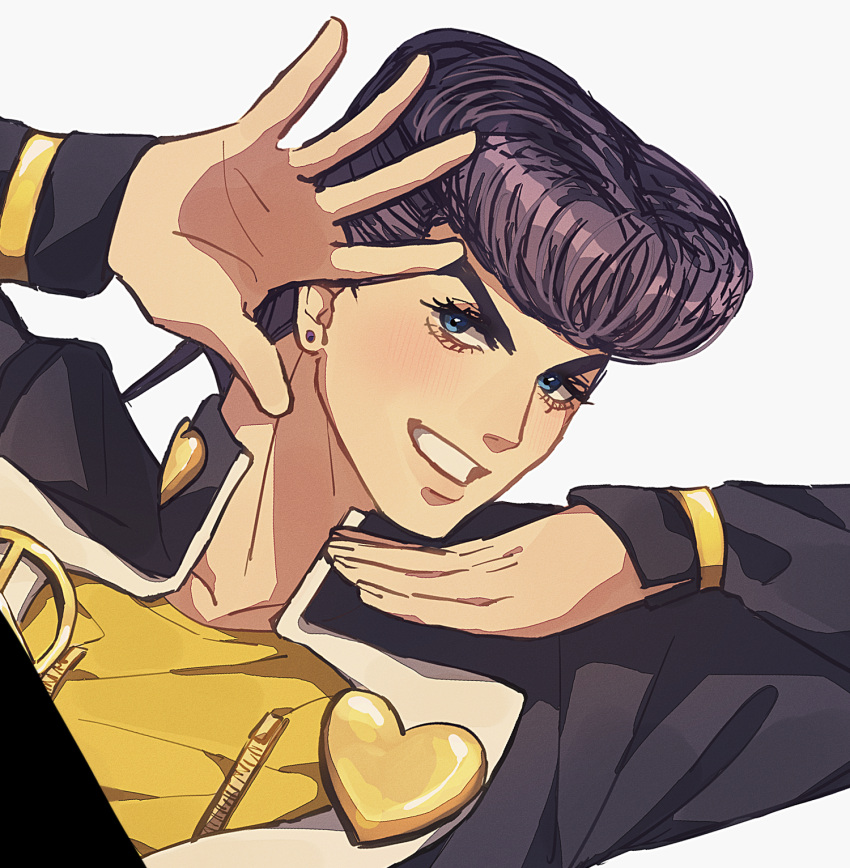 Safebooru - 1boy blue eyes diamond wa kudakenai gakuran grin heart ...