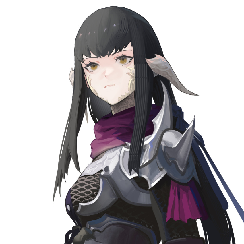 Safebooru 1girl Armor Au Ra Black Hair Blue Ribbon Closed Mouth 4929