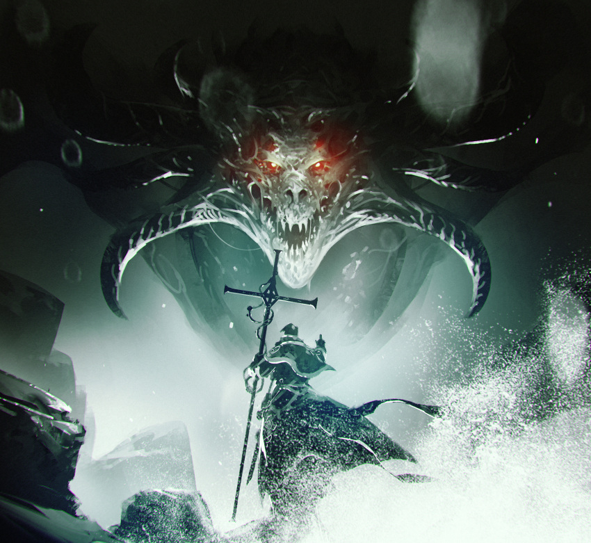 Safebooru - 1other ambiguous gender dark background facing away giant ...