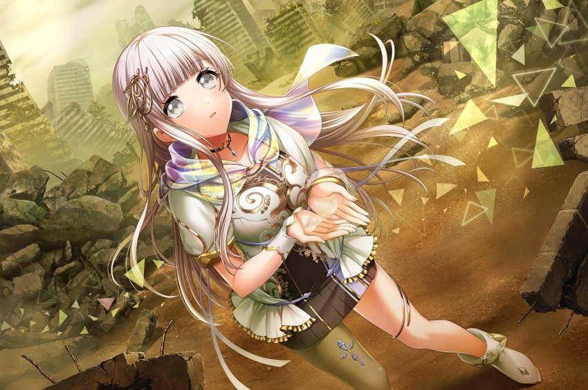 Safebooru - d4dj dress grey eyes izumo saki long hair official art silver hair | 3742156