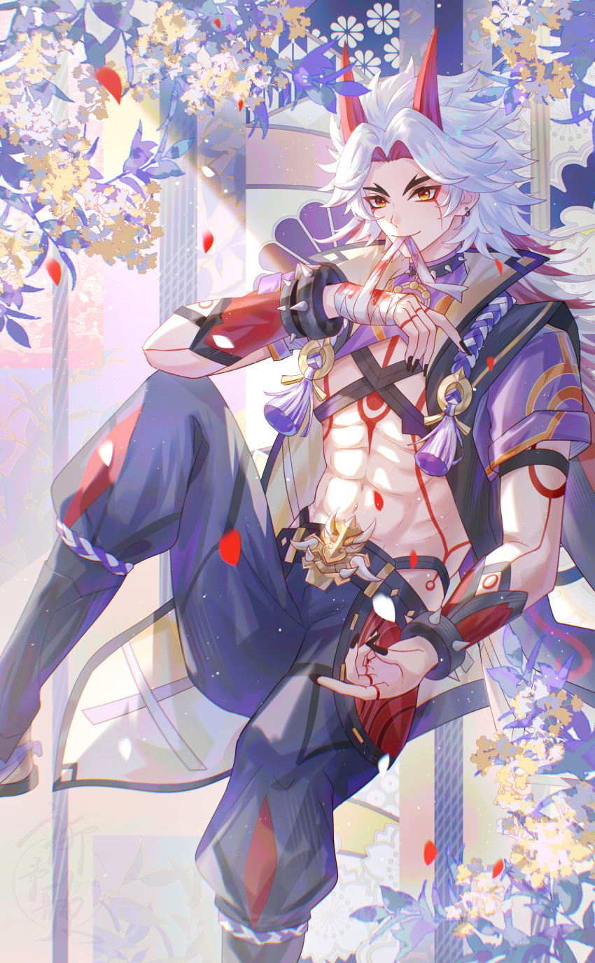 Safebooru 1boy Absurdres Aqinorz Arataki Itto Bandaged Hand Bandages 4326