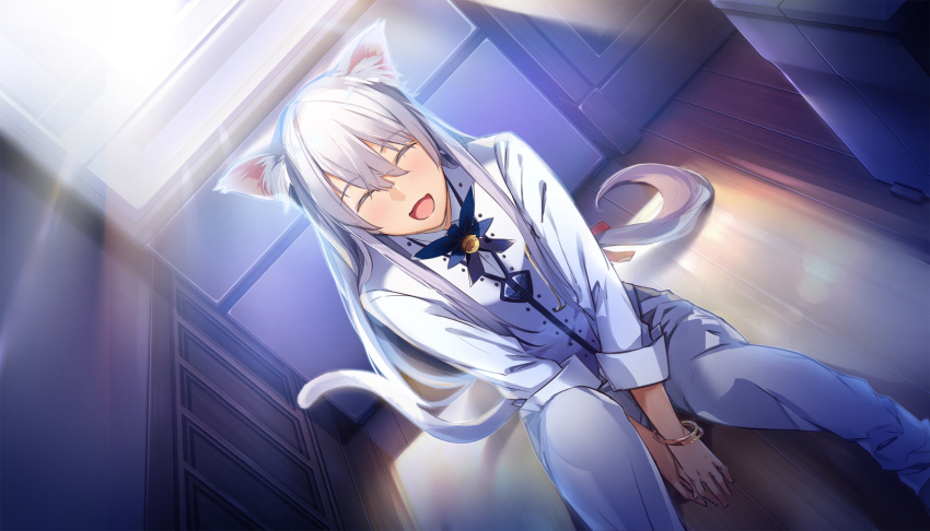 Safebooru - 1boy ^ ^ animal ear fluff animal ears bell between legs ...