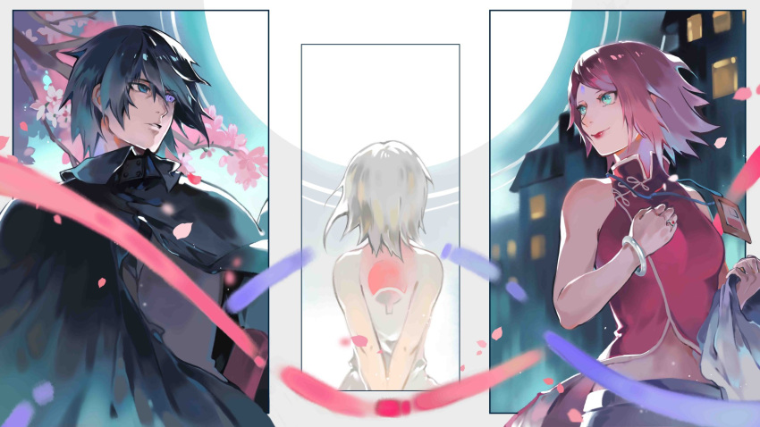 Safebooru - 1boy 2girls arms behind back black cape black eyes black hair boruto: naruto next ...