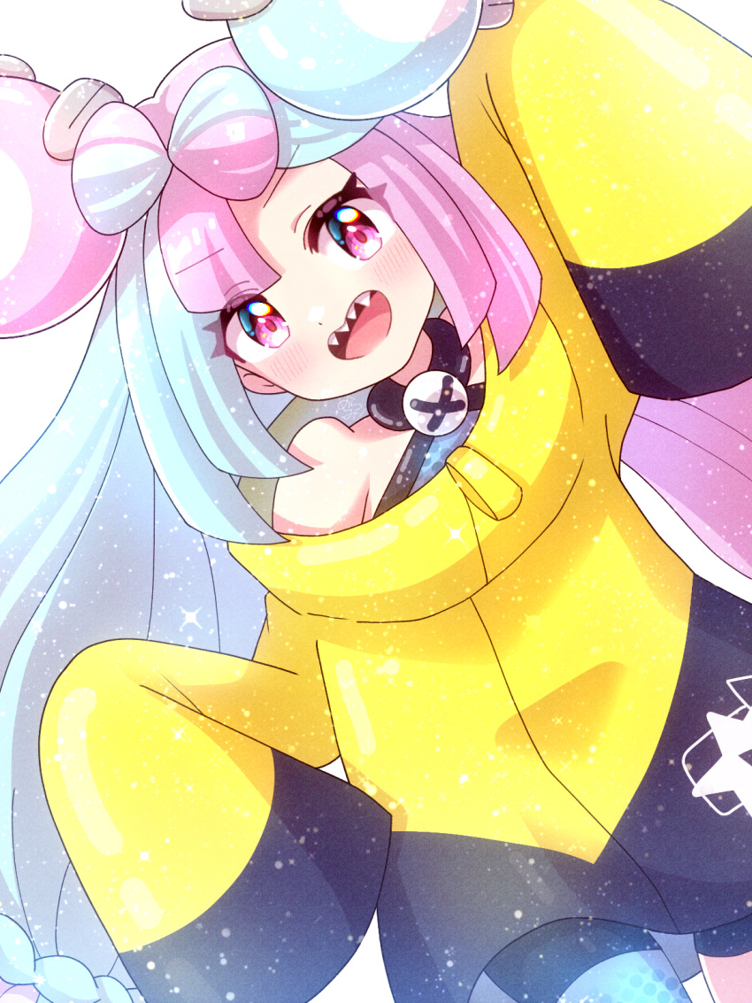 Safebooru - 1girl :d blue hair blush bow-shaped hair character hair ...