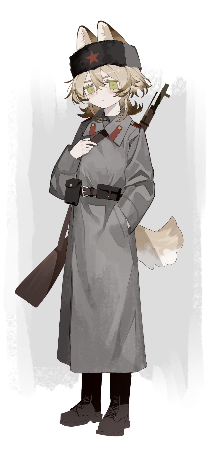 Safebooru - 1cyaya1 1girl absurdres animal ears assault rifle belt ...