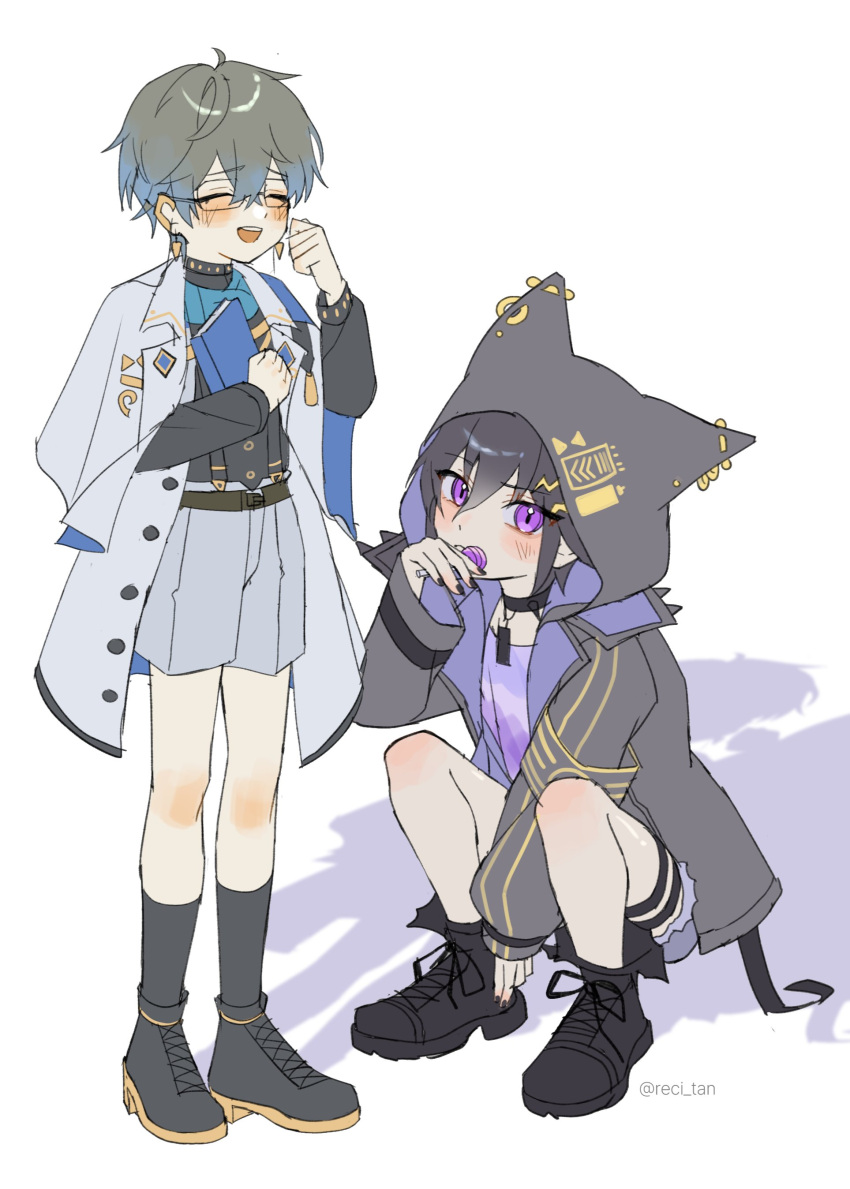 Safebooru - 2boys absurdres aged down animal hood black boots black ...