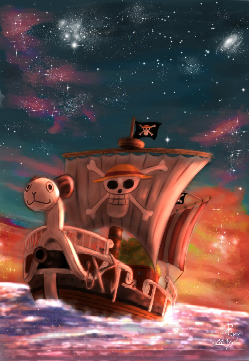 Safebooru - boat clip studio paint (medium) commentary flag galaxy ...