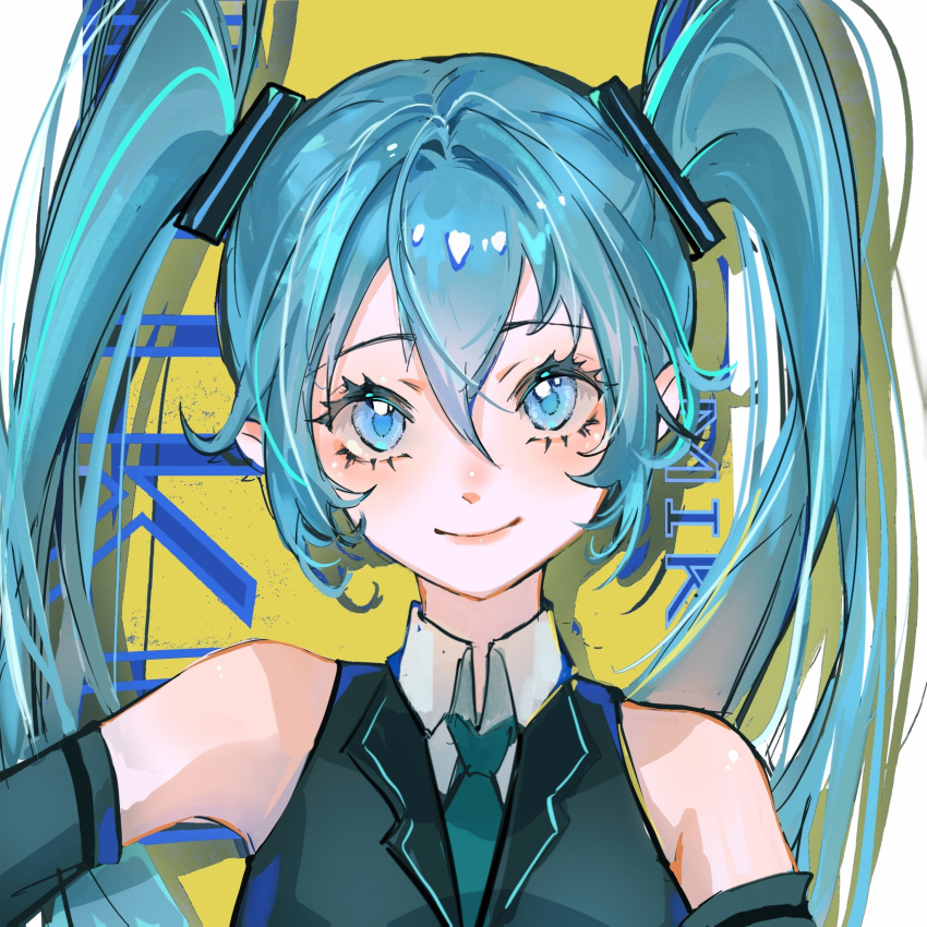 Safebooru - 1girl aqua hair bare shoulders beyourr blue eyes blue hair collared shirt commission ...