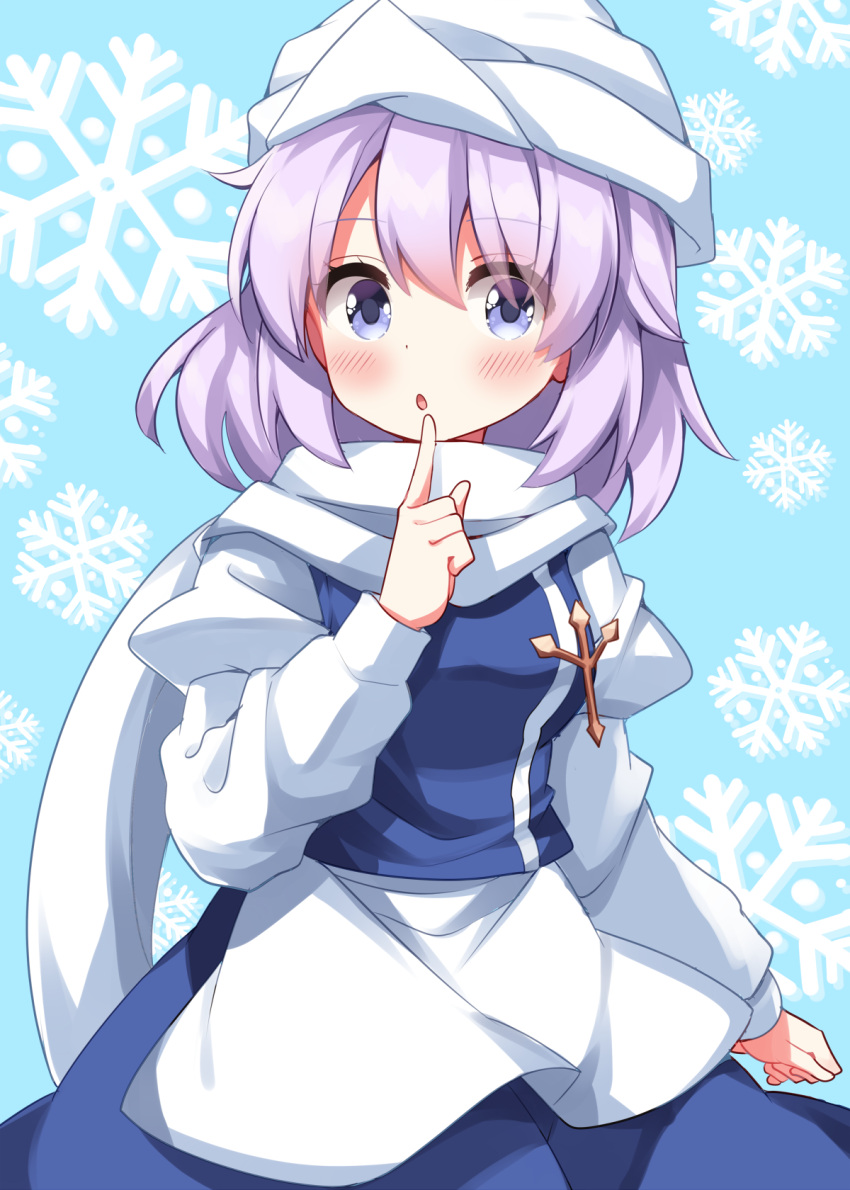 Safebooru - 1girl :o apron blue background blue skirt blue vest blush commentary request cowboy ...