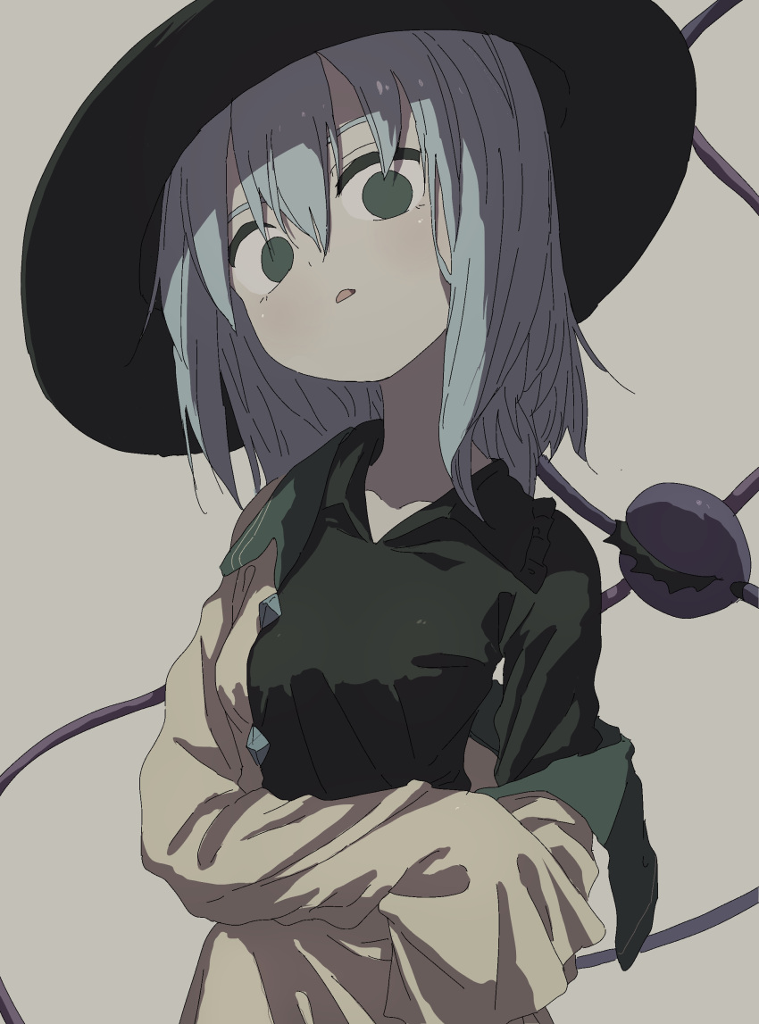 Safebooru - 1girl absurdres black hat commentary green eyes green hair ...