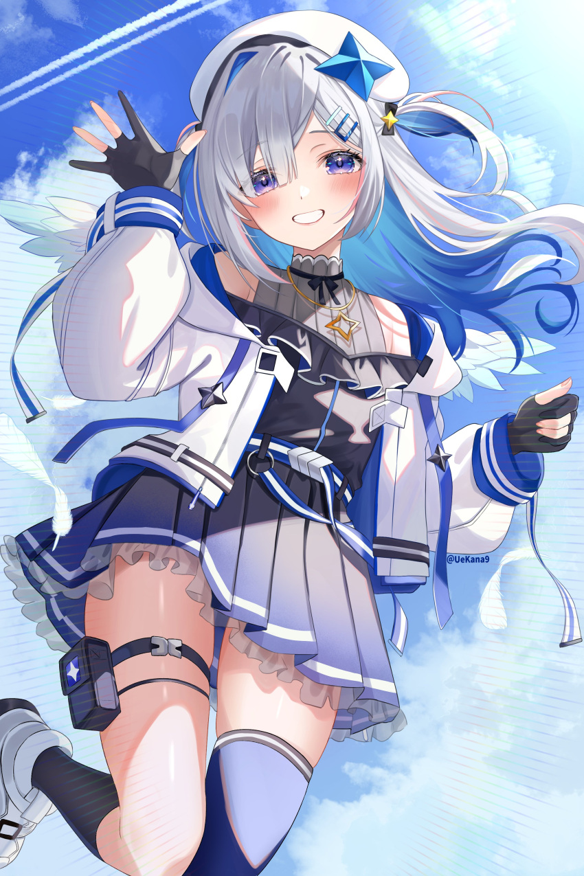 Safebooru - 1girl absurdres amane kanata amane kanata (work) angel wings asymmetrical legwear ...