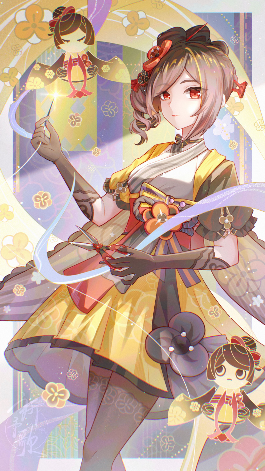 Safebooru - 1girl absurdres aqinorz black pantyhose brown hair chiori (genshin impact) drill ...