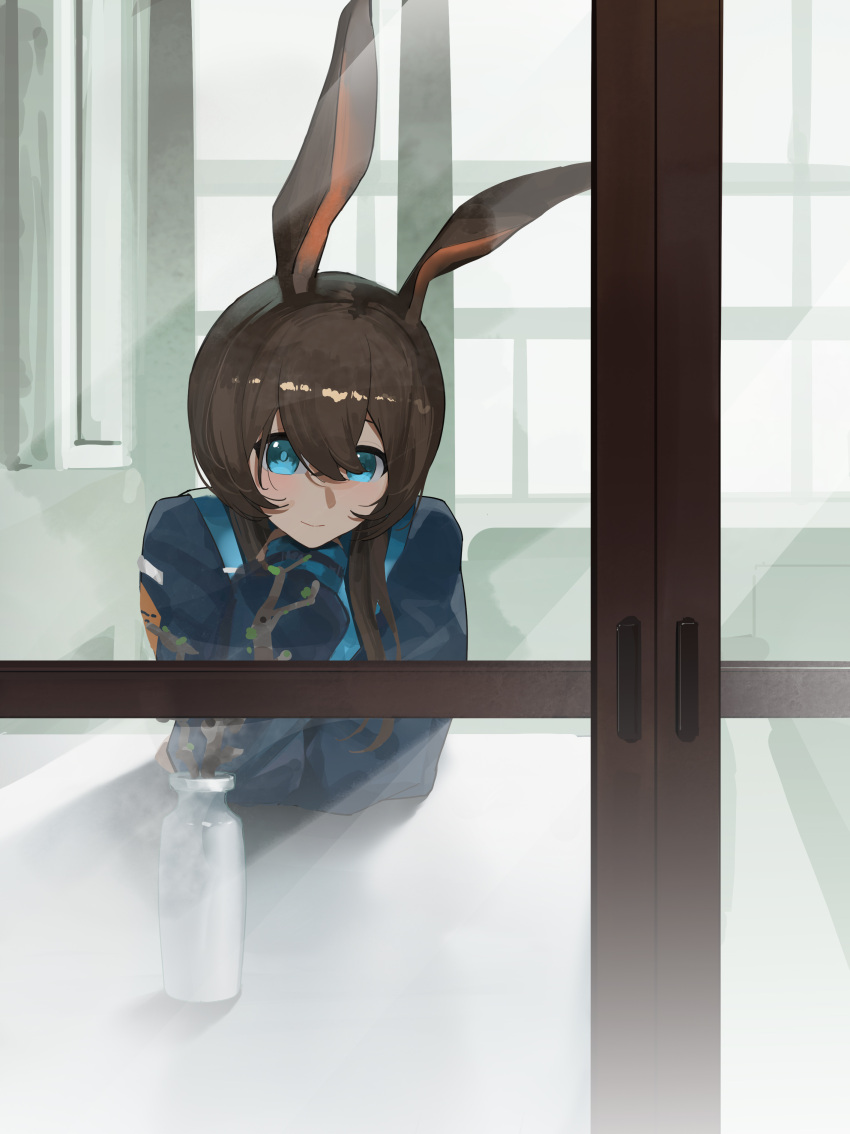 Safebooru - 1girl absurdres amiya (arknights) animal ears arknights black jacket blue eyes ...