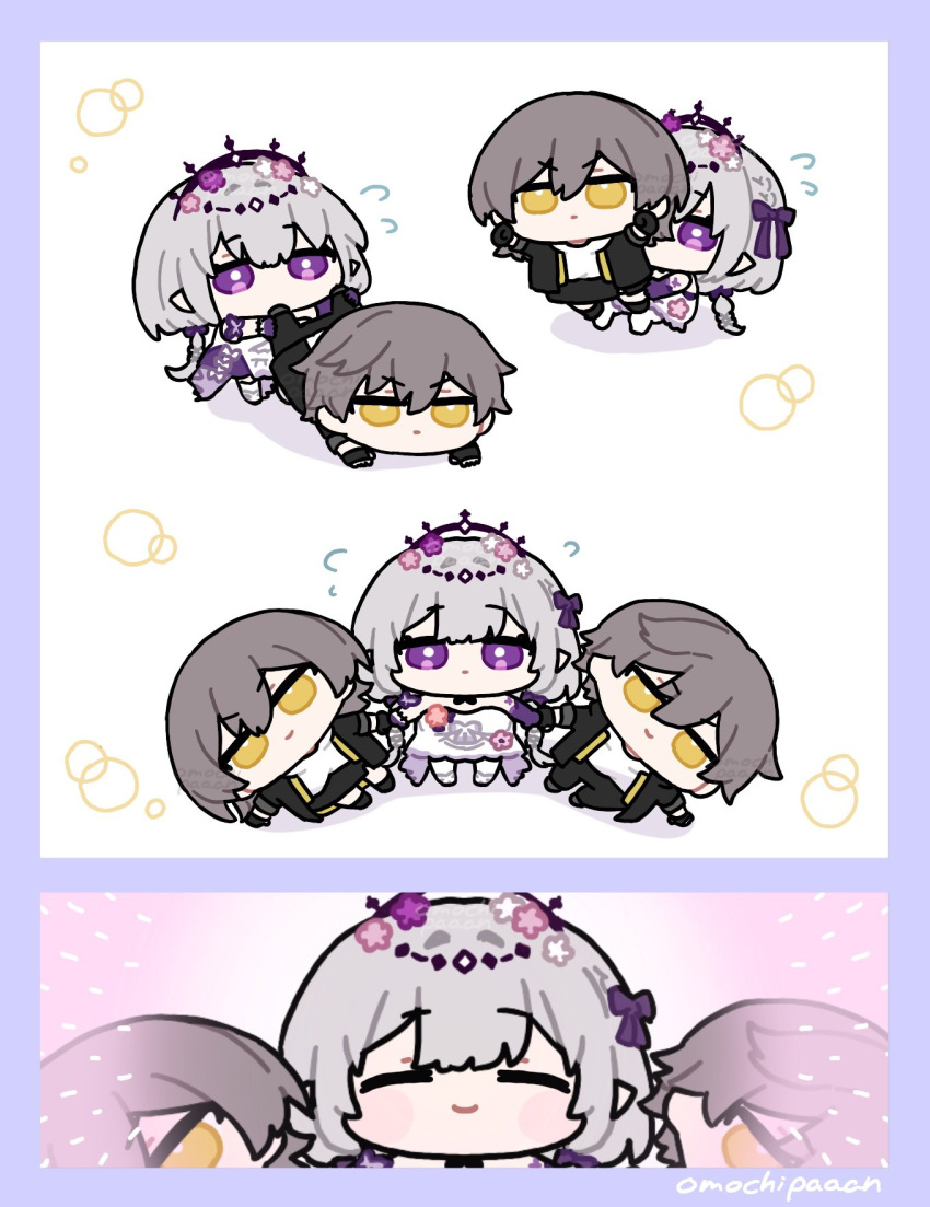 Safebooru - 1boy 2girls artist name black gloves black jacket caelus ...