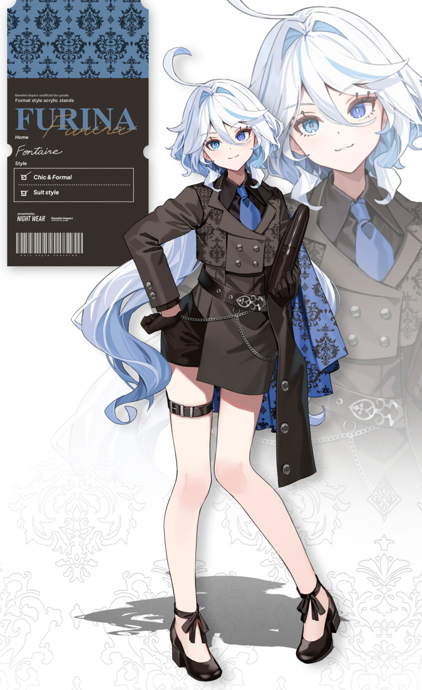 Safebooru - 1girl alternate costume belt black gloves black shoes black skirt blue eyes blue ...