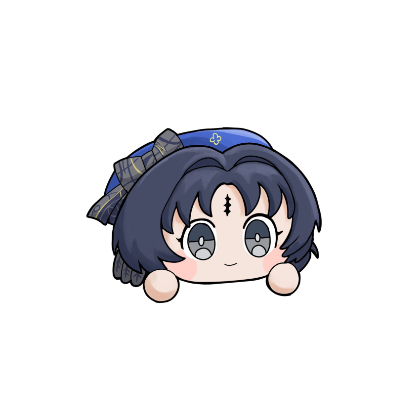 Safebooru - 1girl absurdres beret black bow black eyes black hair blue hat bow chibi chucky ...