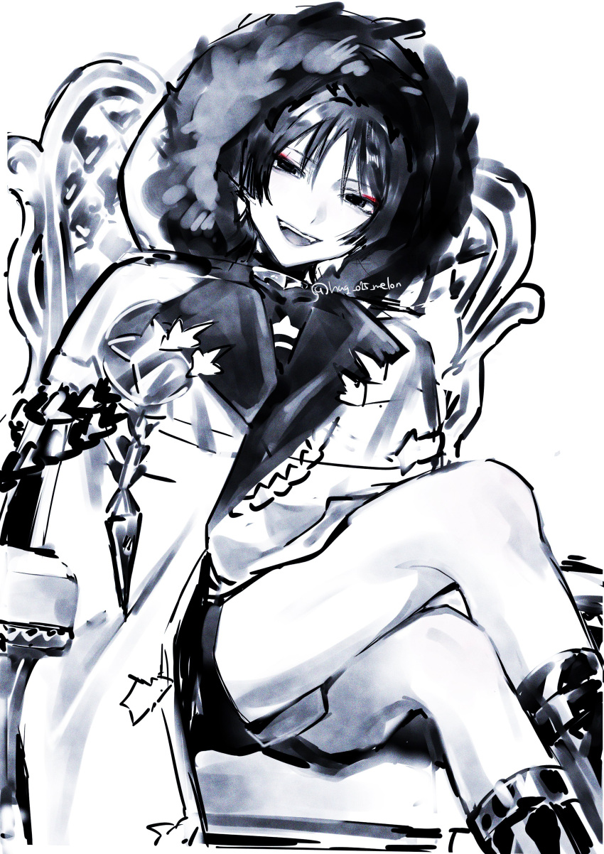 Safebooru - 1boy absurdres aiguillette blunt ends boots chair couch crossed legs eyeliner ...