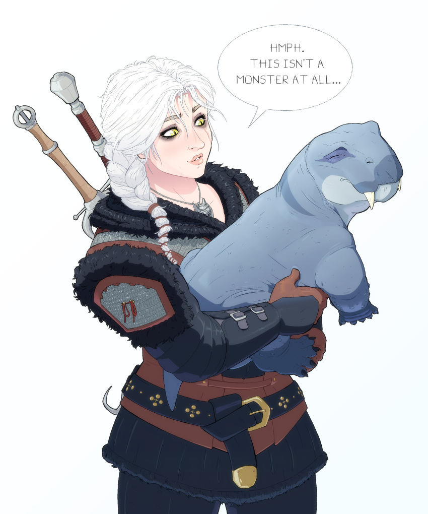 Safebooru - 1girl absurdres animal armor belt black belt black pants braid braided ponytail ciri ...