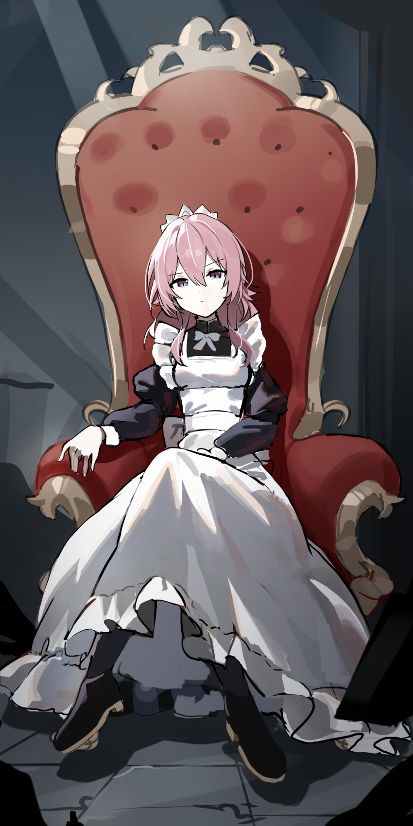 Safebooru - 1girl absurdres alternate costume apron black boots blue ...