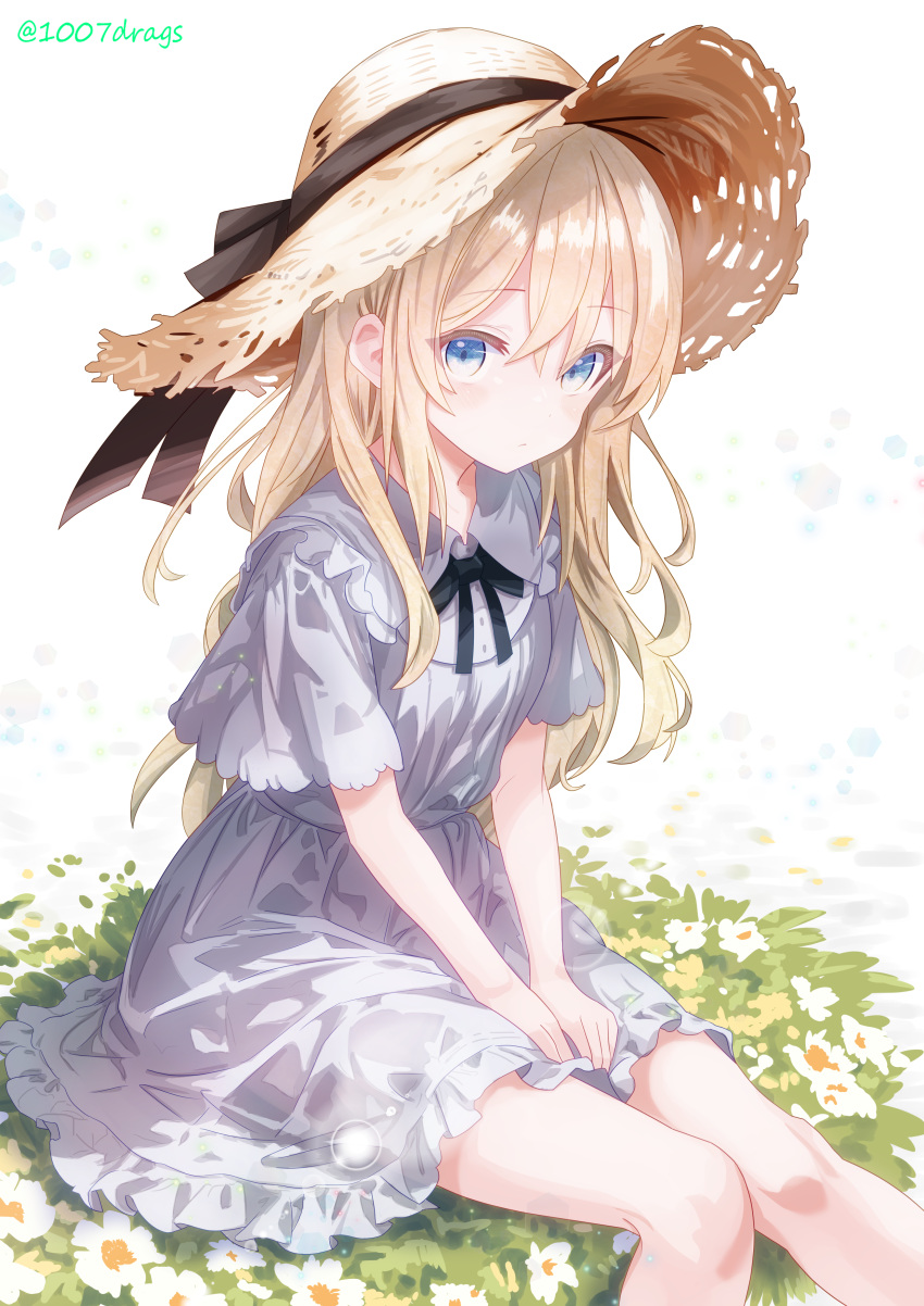 Safebooru - 1girl absurdres black bow black bowtie black ribbon blonde hair blue eyes bow bowtie ...