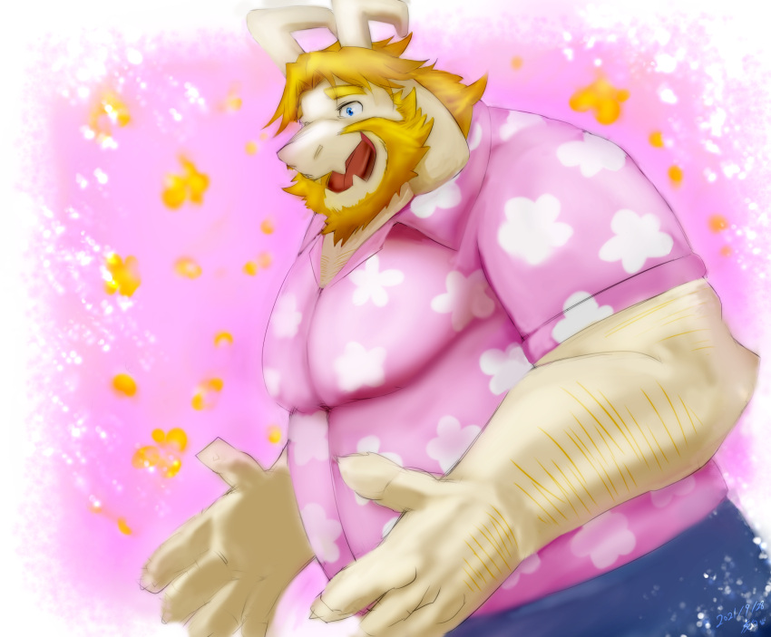 Safebooru - 1boy 2d animal ears anthro asgore dreemurr bara beard blonde hair blush cape claws ...