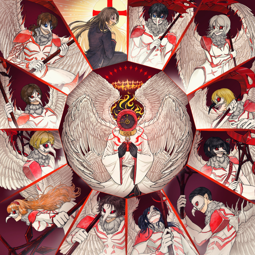 Safebooru - 1other 6+boys 6+girls absurdres angel angel wings apostle ...