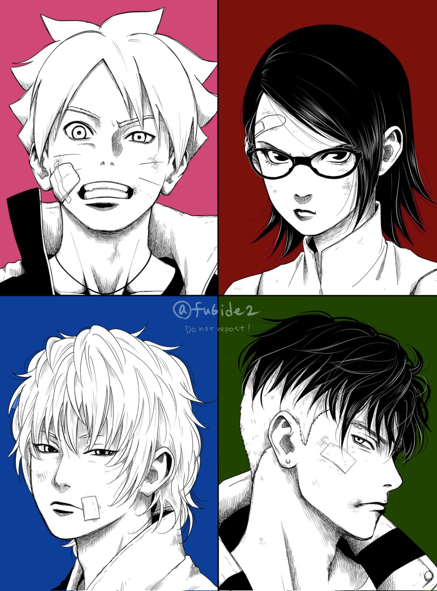 Safebooru - 1girl 3boys bandaid bandaid on cheek bandaid on face ...