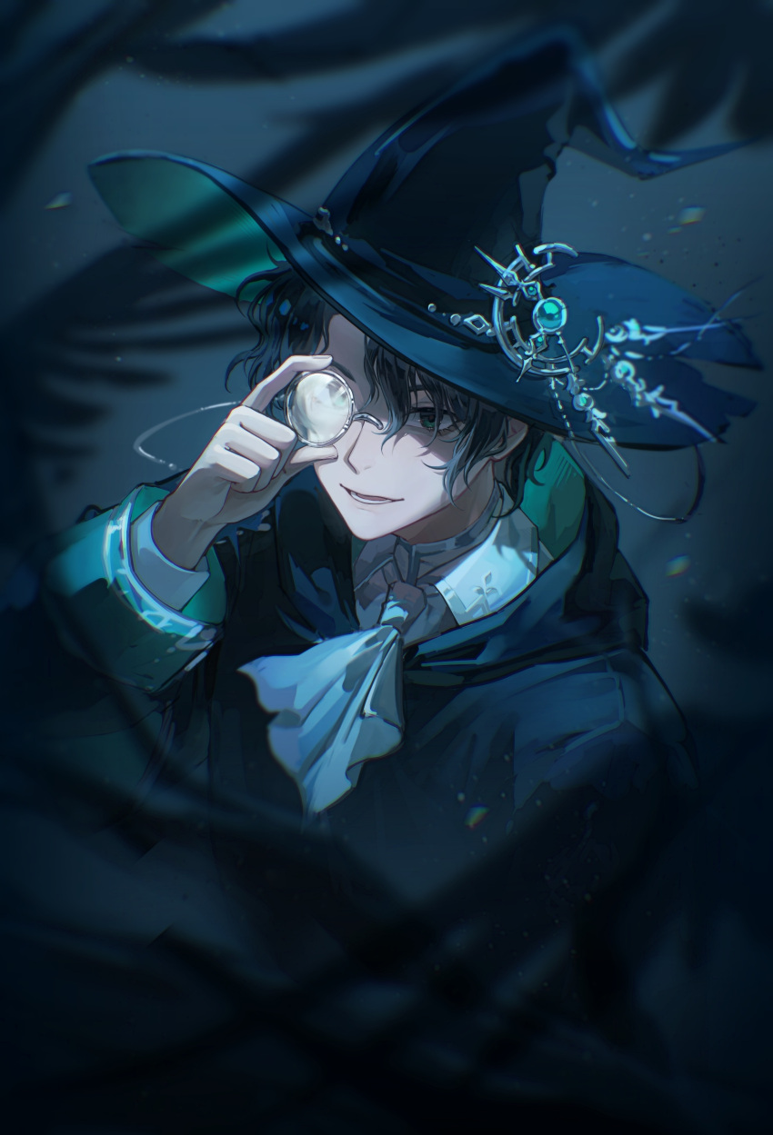 Safebooru - 1boy absurdres adjusting eyewear adjusting monocle amon ...