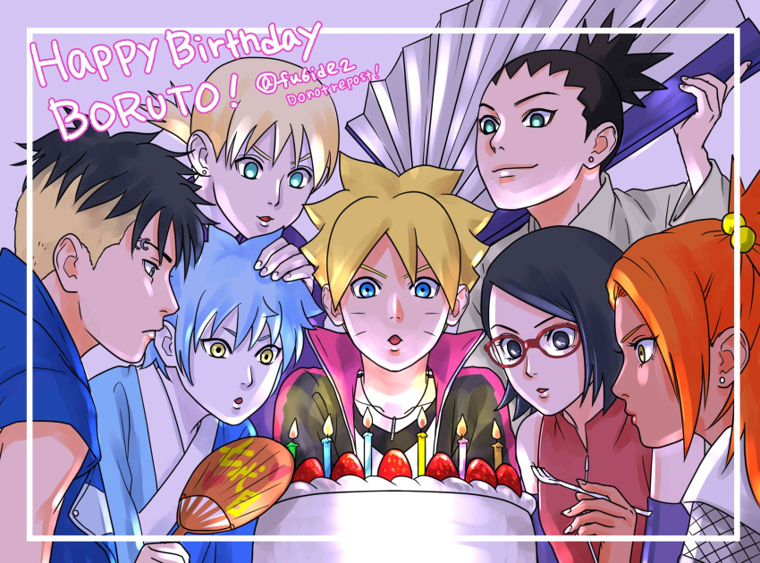 Safebooru - 2girls 5boys :o akimichi chouchou birthday cake black eyes ...