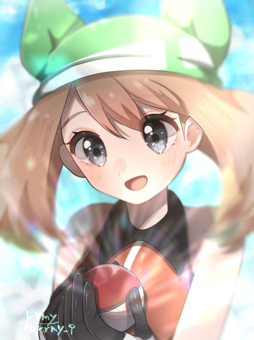 Safebooru - 1girl :d absurdres bandana bangs black gloves blue sky ...