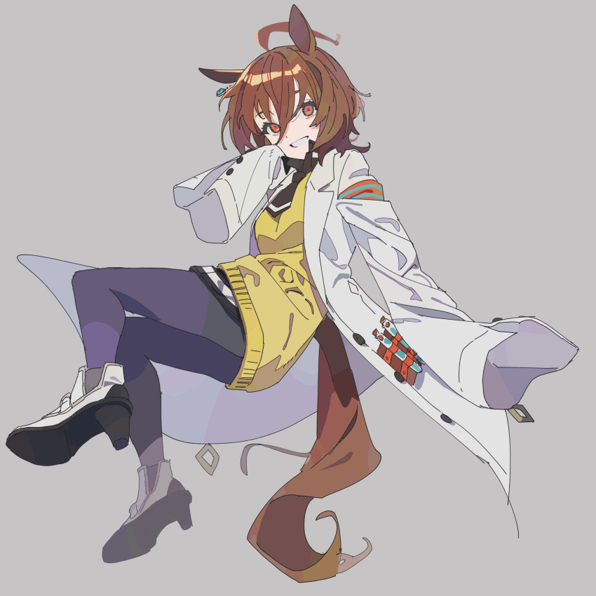 Safebooru - 1girl agnes tachyon (umamusume) ahoge animal ears bangs boots brown hair coat ...