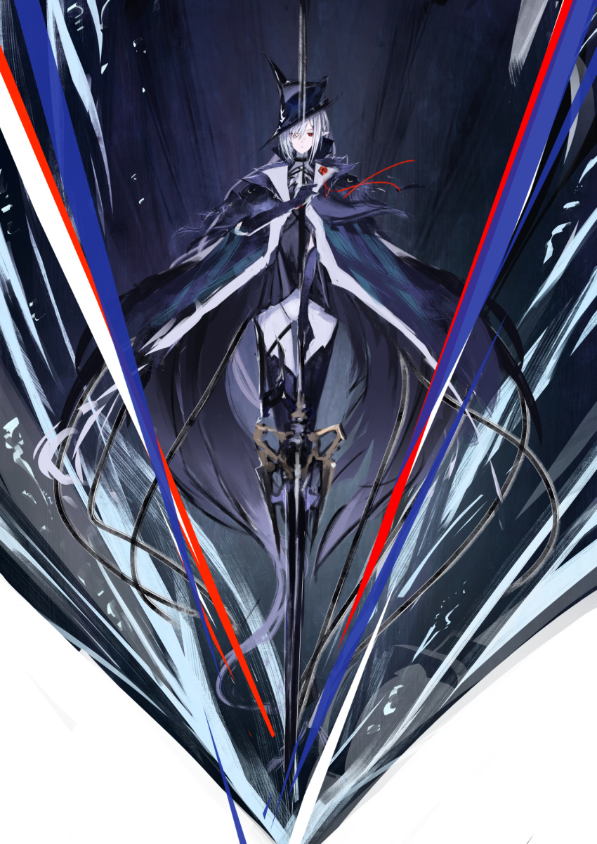 Safebooru - 1girl aqua gloves aqua headwear arknights ascot black ascot black cape black coat ...