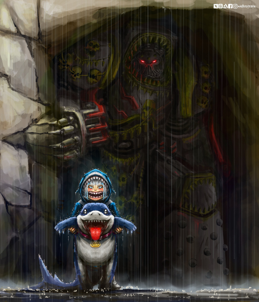 Safebooru - 1girl absurdres adeptus astartes armor blue eyes blue hair ...