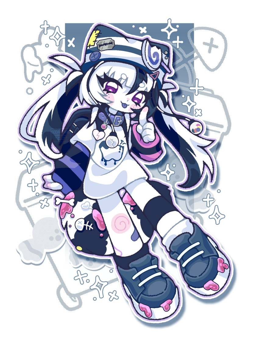 Safebooru - 1girl bandaid bandaid on leg collar commission hair between ...