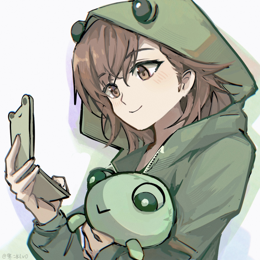 Safebooru - 1girl animal hood brown eyes brown hair closed mouth ...