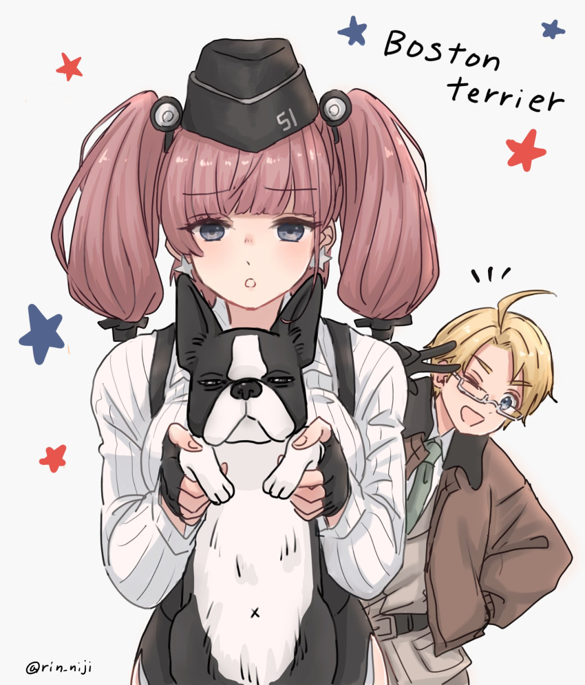 Safebooru - 1boy 1girl ahoge america (hetalia) animal atlanta (kancolle) axis powers hetalia ...