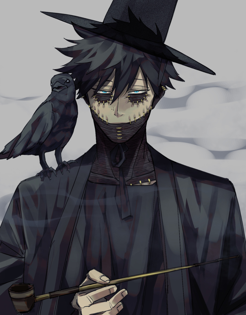 Safebooru - animal on shoulder bell mha bird bird on shoulder black ...