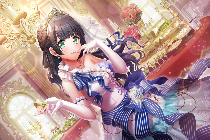 Safebooru - blush d4dj dress green eyes long hair purple hair smile togetsu rei | 3771383